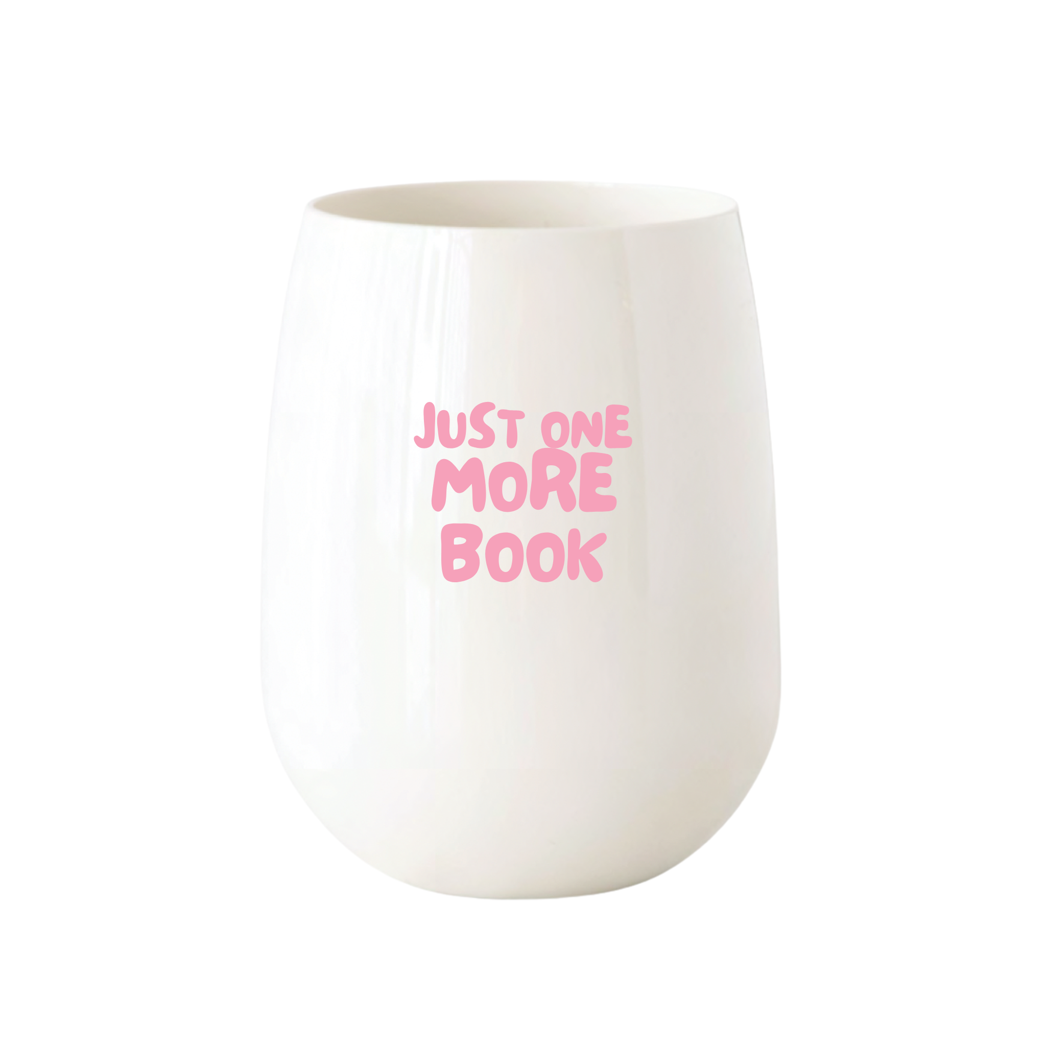 "just one more book" Stemless Wine - Choose Icon Color – Symglass